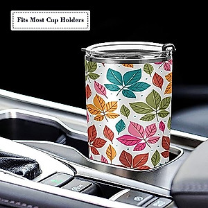 Autumn Leaves Travel Mug Insulated Tumbler with Lid and Straw Colorful Fall Stainless Steel Vacuum Double Walled Drinking Cup Keeps Drinks Cold & Hot Water Bottle for Travel Coffee Home School Office