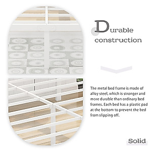 alazyhome King Size Bed Frame 14 Inch Metal Platform Bed Frame Heavy Duty Steel Slats Support No Box Spring Needed Noise-Free Easy Assembly White