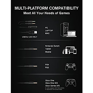 ZIUMIER Gaming Headset with Microphone, Compatible with PS4 PS5 Xbox One PC Laptop, Over-Ear Headphones with LED RGB Light, Noise Canceling Mic, 7.1 Stereo Surround Sound