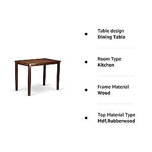 East West Furniture YAT-MAH-H Yarmouth Rectangle Counter Height Dining Table, 30x48 Inch, Mahogany