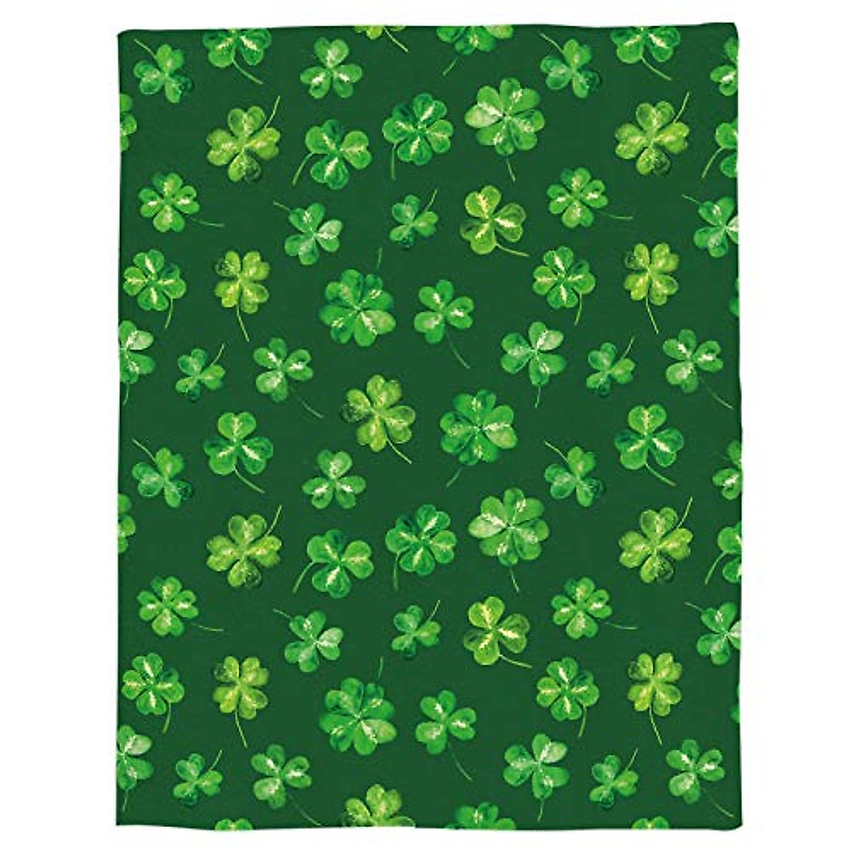 St Patrick Throw Blanket Shamrock Clover Blankets Lightweight Cozy Soft Flannel Blankets Watercolor Green Lucky Clover Bed Blanket for Bed Couch Sofa Bedroom Travel All Season Use 40" x 50"