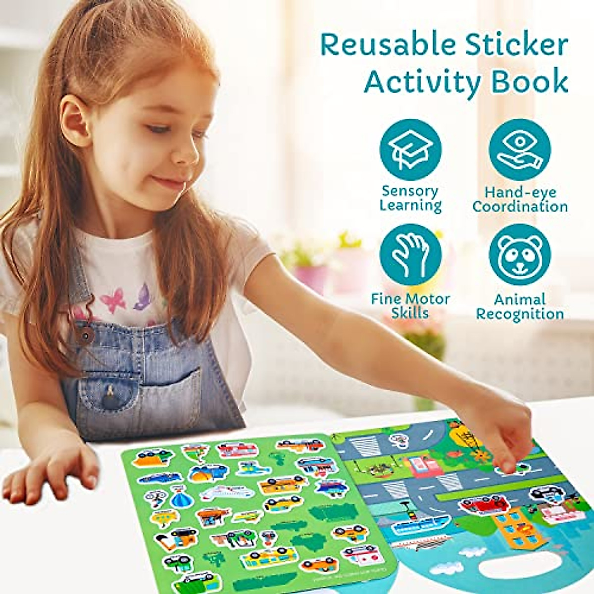 Sank Portable Jelly Quiet Book, Toddler Busy Book, 6 Themes Preschool Learning Activities Quiet Book, Preschool Activity Learning Books for Babies/Toddlers Ages 3-6 (Vehicles)