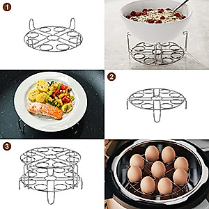 GSlife Egg Steamer Rack - Stainless Steel Trivet for 6, 8 Quart Pressure Cooker, Compatible for Instant Pot Accessories, Cooks 18 Eggs, Stackable Steaming Holders for Eggs, 2 Packs