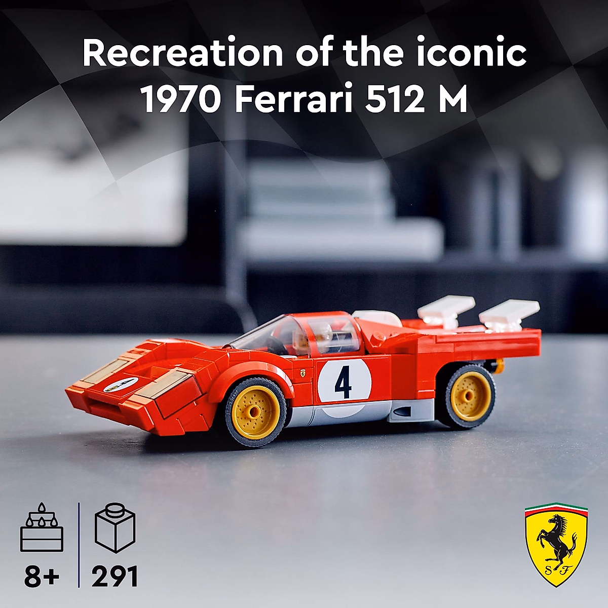 LEGO Speed Champions 1970 Ferrari 512 M 76906 Building Set - Sports Red Race Car Toy, Collectible Model Building Set with Racing Driver Minifigure, Great for Boys, Girls, and Kids Ages 8+