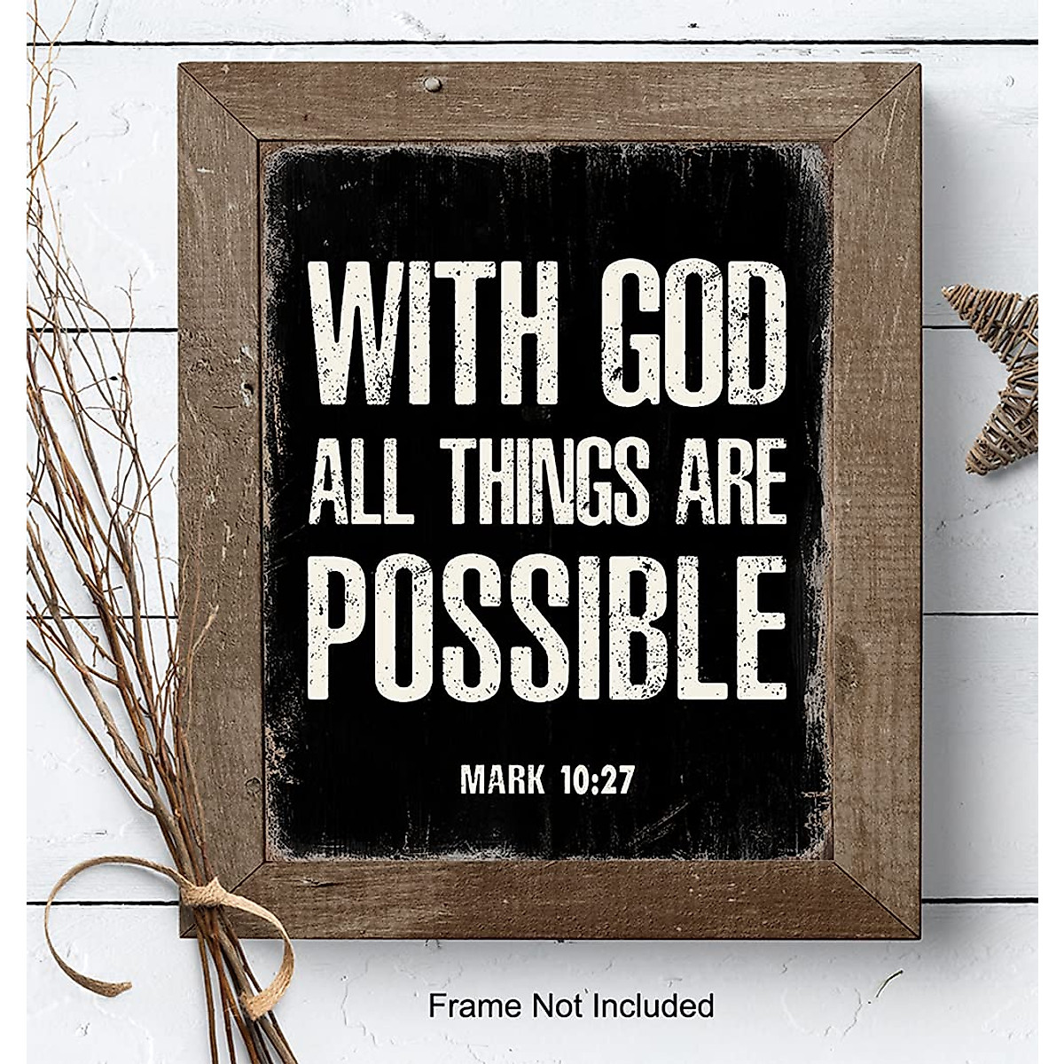 With God All Things Are Possible - Religious Wall Decor - Scripture Wall Art - Bible Verses Wall Decor- Spiritual Inspirational Motivational Religious Gifts for Men - Catholic Christian Gifts for Men
