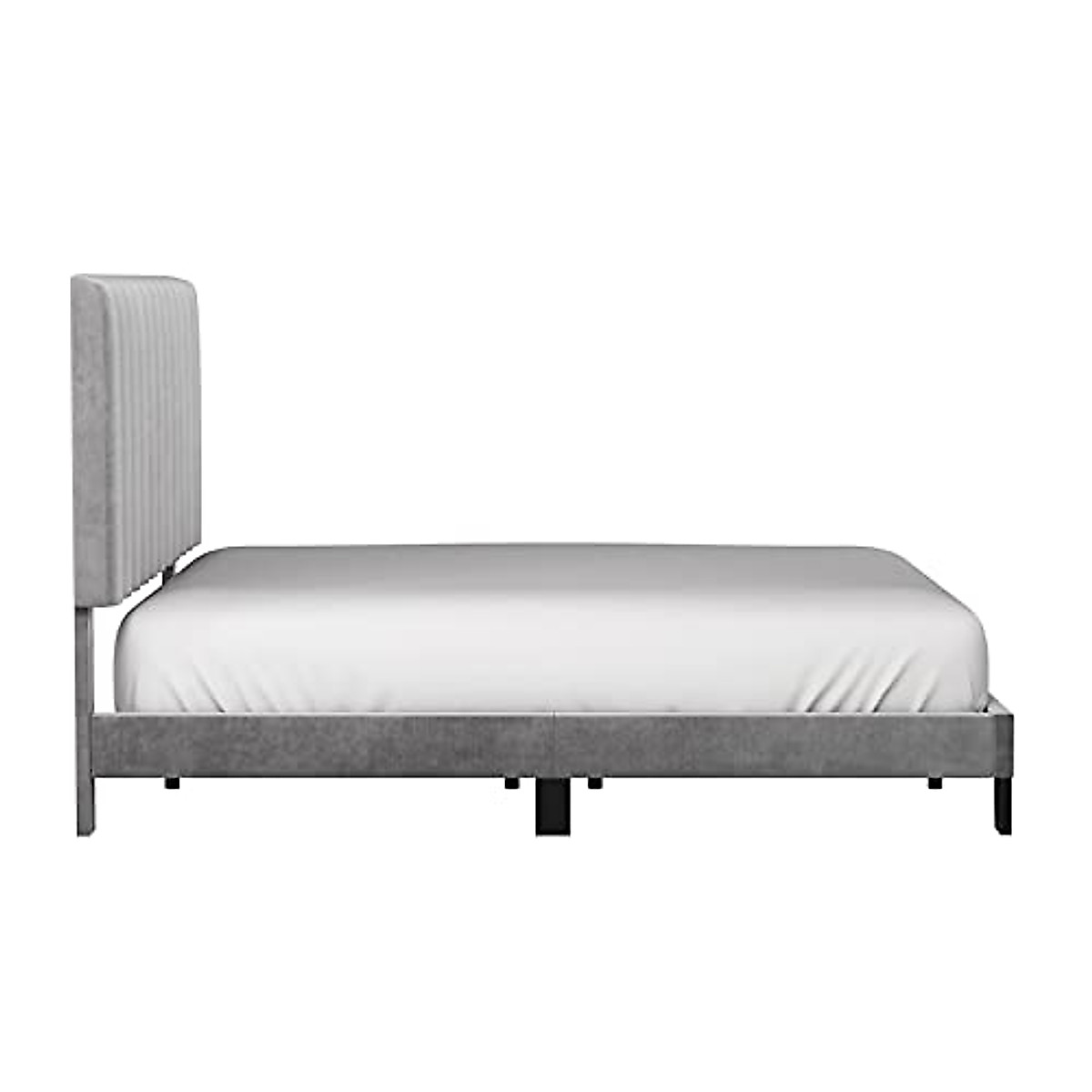 BOWERY HILL Modern Upholstered King Platform Bed in Gray Fabric
