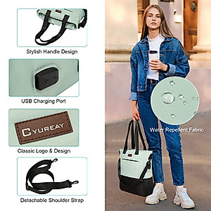 CYUREAY Convertible Backpack Bundle Tote Women Laptop Daypack Water Resistant Wide Top Open Casual Sunday School Bag for Work Computer College School Fits 15.6-Inch Laptop & Tablet