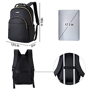 LIGHT FLIGHT Laptop Backpack, Travel Backpack for Women,Stylish Laptop Bag 15.6 Inch,Work Computer Bag with Charger Slot,Bookbag for Work School College Business Trip,Black,Nylon