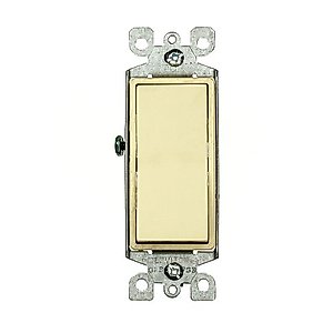 Leviton 5603-2I 15 Amp, 120/277V, Decora Rocker 3-Way AC Quiet Switch, Residential Grade, Grounding, 10 Pack, Ivory