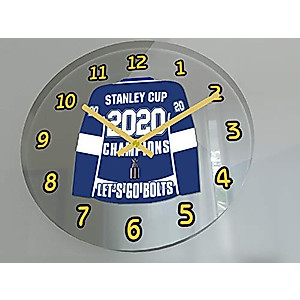 FanPlastic Stanley Cup Final Winners 2020 Commemorative Jersey Themed Wall Clock - Lets GO Bolts - Champions Edition