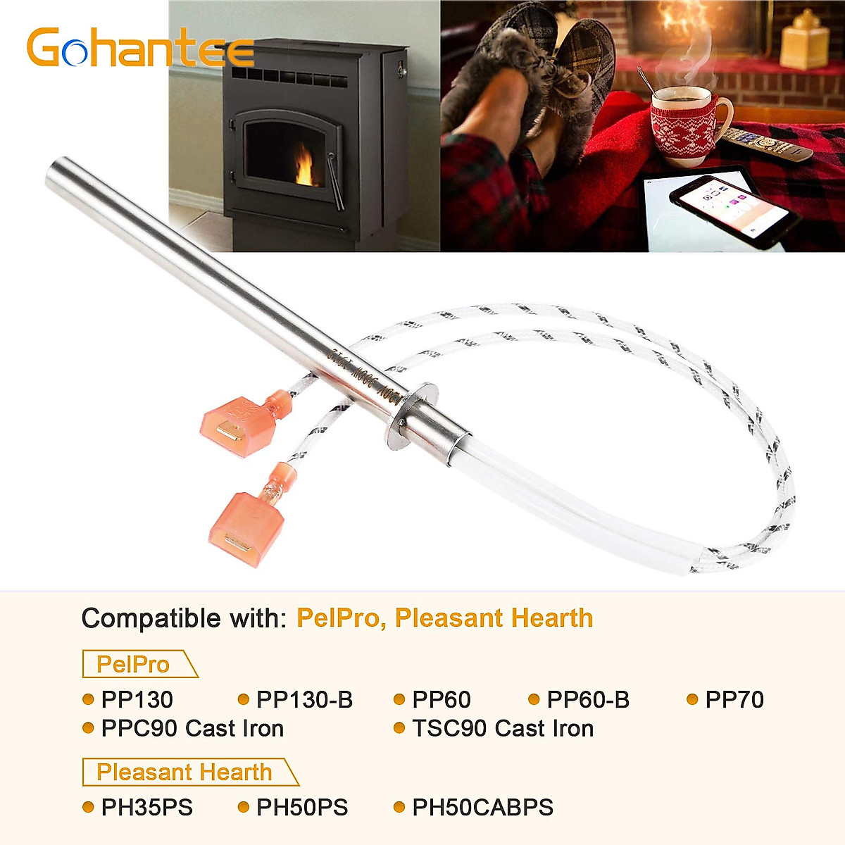 gohantee SRV7000-660-AMP Igniter Compatible with Pelpro Pellet Stove Igniter & Pleasant Hearth Pellet Stoves Ignitor Replacement Ignitors 300W