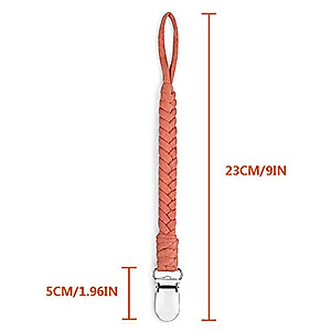 Pacifier Clip for Boys and Girls, Handmade Braided Cotton Baby Pacifier Holder Leash Smoother Clip Fits All Pacifiers Modern Unisex Baby Shower Set 6 Pack