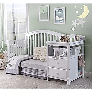 Sorelle Furniture Berkley Crib and Changer with Slat Panel Back Classic -in- Convertible Diaper Changing Table Non-Toxic Finish Wooden Baby Bed Toddler Childs Daybed Full-Size Nursery - White