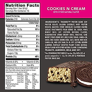 PowerBar Protein Plus Bar, Cookies & Cream, 2.12 Ounce (15 Count)