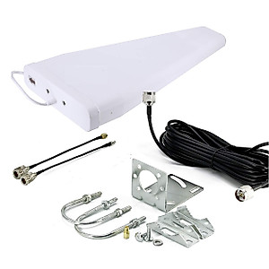 4G LTE / 5G NR Dual MIMO Wideband Directional Antenna 600-6000 MHz, 10dBi LTE Fixed Mount Yagi Network Booster Complete Kit with 30 feet RG58 Cable, SMA Male to Female and TS9 Connectors
