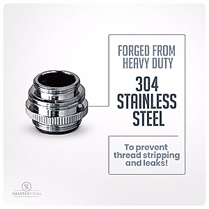 SmarterFresh 7-Piece Faucet Adapter Kit, Brass Aerator Adapter Set to Connect Garden Hose, Water Filter, Standard Hose via Diverter, in RV & Other - Male & Female Faucet Adapter for Sink Faucets