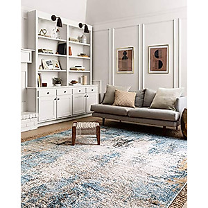 Loloi II Alchemy Collection ALC-05 Denim/Ivory, Contemporary 6'-7" x 9'-2" Area Rug