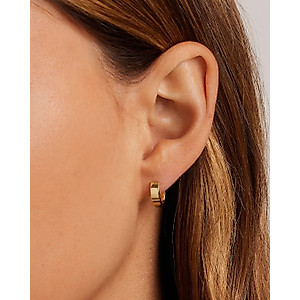 gorjana Women's Rose Huggies, 18k Gold Plated, Minimalist Flat Cuff Huggie Hoop Earrings