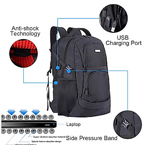 50L Travel Laptop Backpack Fits Up to 19 Inches Notebook Computer TSA Durable College School Bookbag with USB Charging Port &Raincover