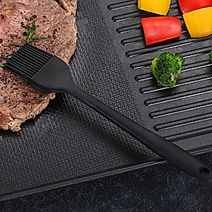 Silicone Basting Brush,2 Packs Heat Resistant Cooking Brush,Black Long Handle Pastry Brush for Grilling, Baking, BBQ