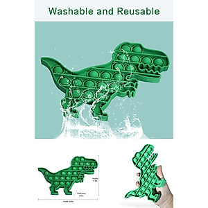 Pop Fidget Toys for Kids, Fidget Poppers Toys Sensory Squeeze Bubble Popping Toys for Toddlers, Silicone Animal Dinosaur Pop Anxiety and Stress Relief It for Boy Girls (Green Dinosaur)
