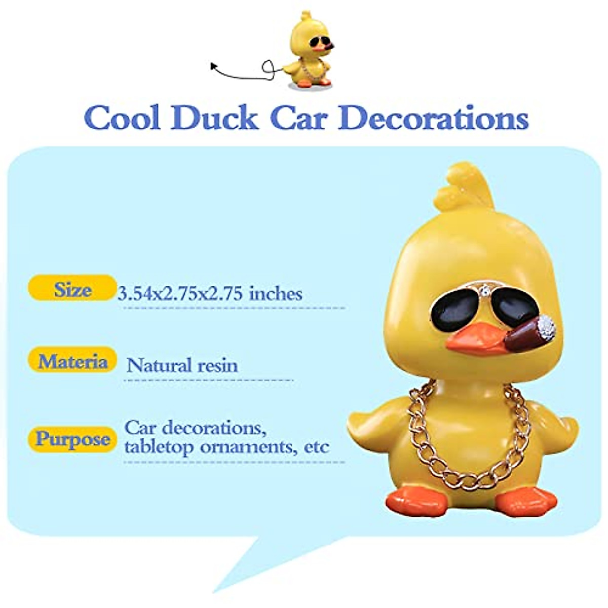 wonuu Shaking Head Duck Car Dashboard Decorations Cute Yellow Ducks Doll for Car Interior Ornament Accessories, Cool Duck