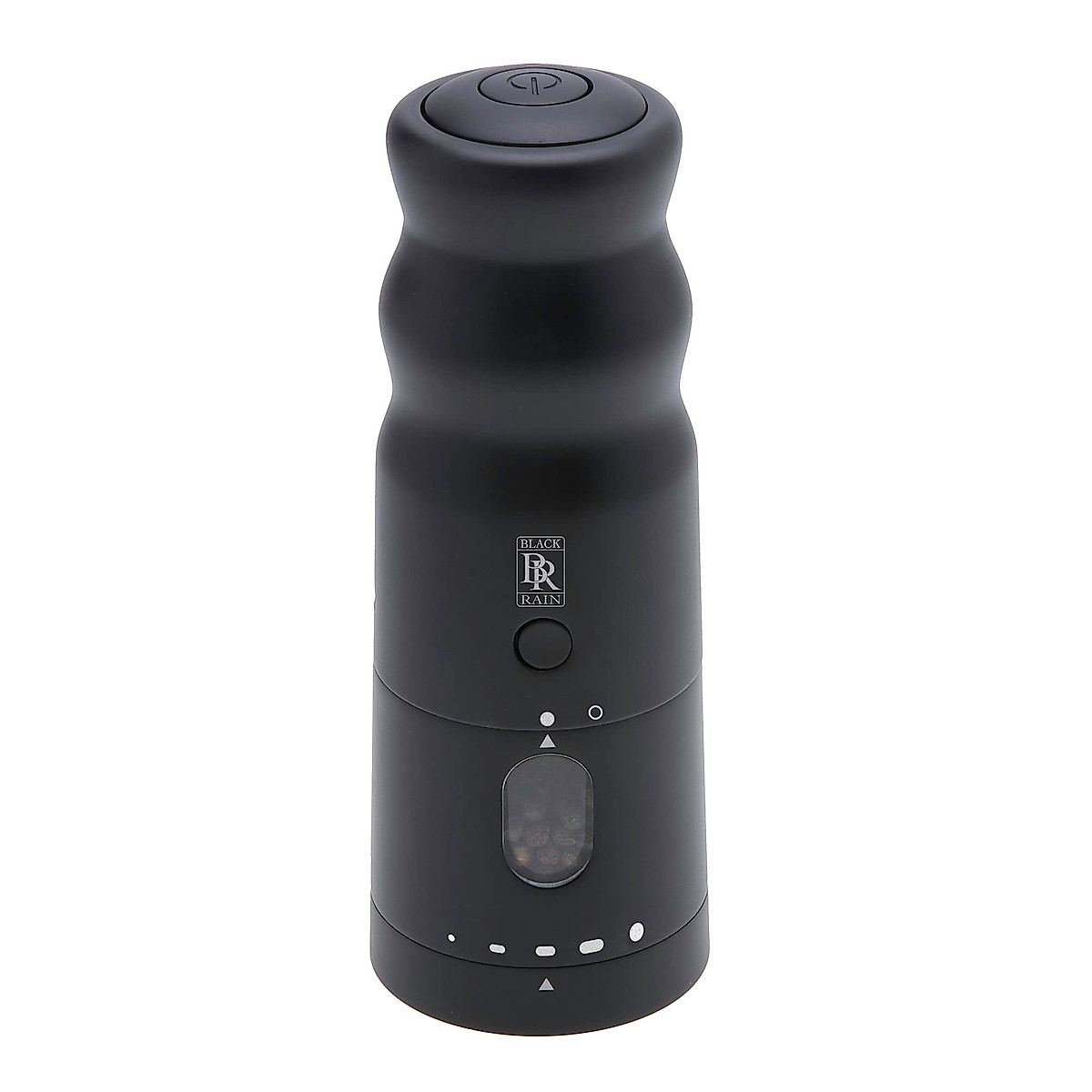 BLACK RAIN Pepper Mill Grinder - High Pepper Volume Automatic Peppercorn Grinder w/Built-in LED Lighting - Sturdy Aluminum Electric Pepper Grinder w/Rechargeable Lithium Battery (Matte Black)