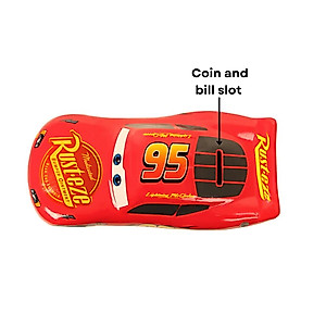 Pixar Cars Lightning McQueen Piggy Bank – Kids Ceramic Coin Bank with Rubber Stopper