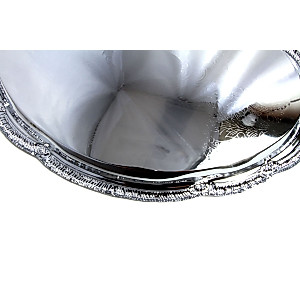 Maro Megastore (Pack of 4) 14.7" x 10.6" Oval Shape Chrome Plated Serving Tray Plate Food Art Deco Floral Pattern Engraved Multi-Purpose Holiday Party Buffet Wedding Birthday (Large) T125L-4PK