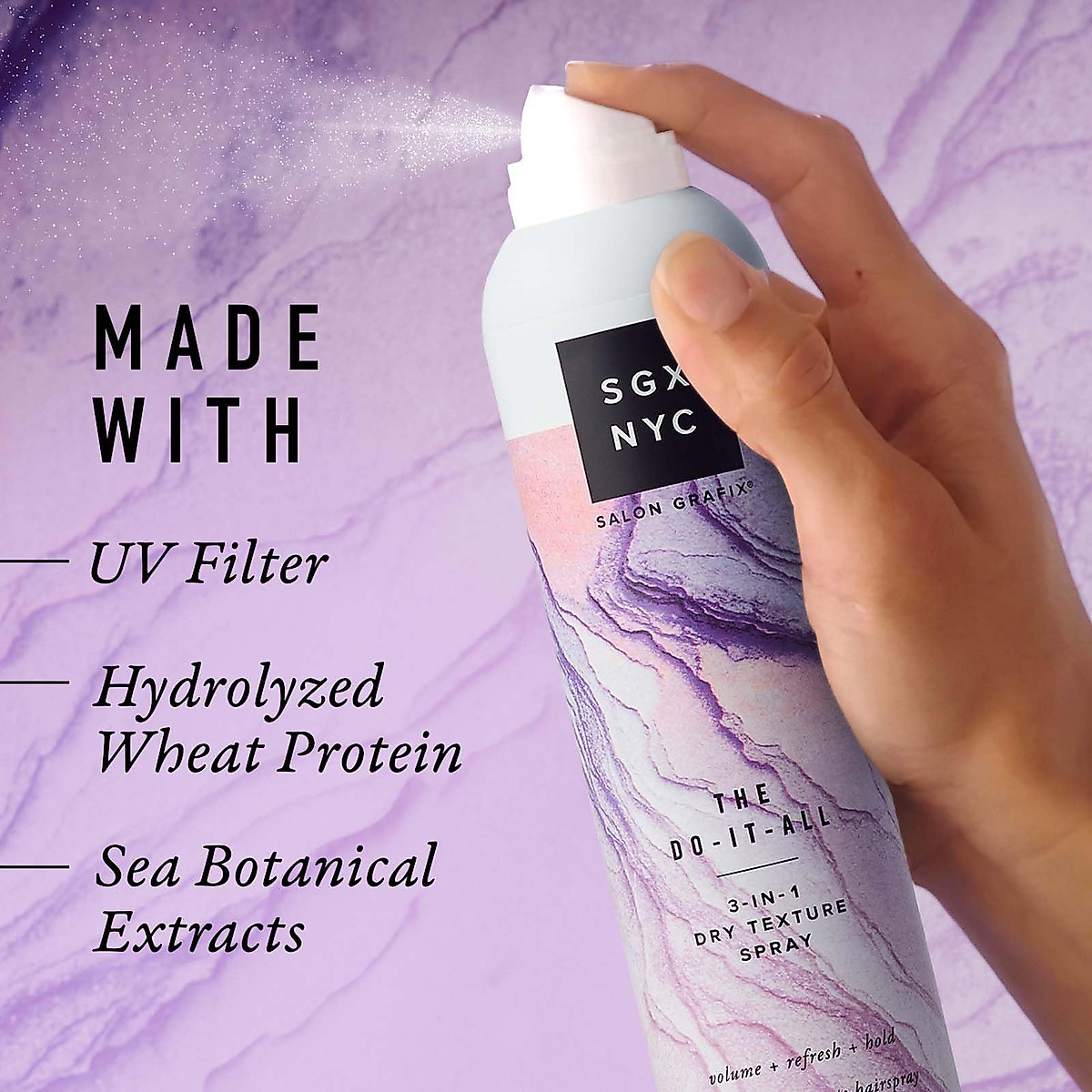 SGX NYC Dry Texture Spray - 3-in-1 Versatile Dry Shampoo and Hairspray for Refreshed Hair - 6.5 oz - UV Protection, Paraben Free, Vegan Friendly, Cruelty Free