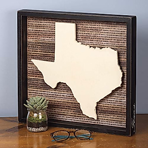 Primitives by Kathy 27787 Wanderlust Inset Box Sign, 16.5 x 15.5-Inches, Texas