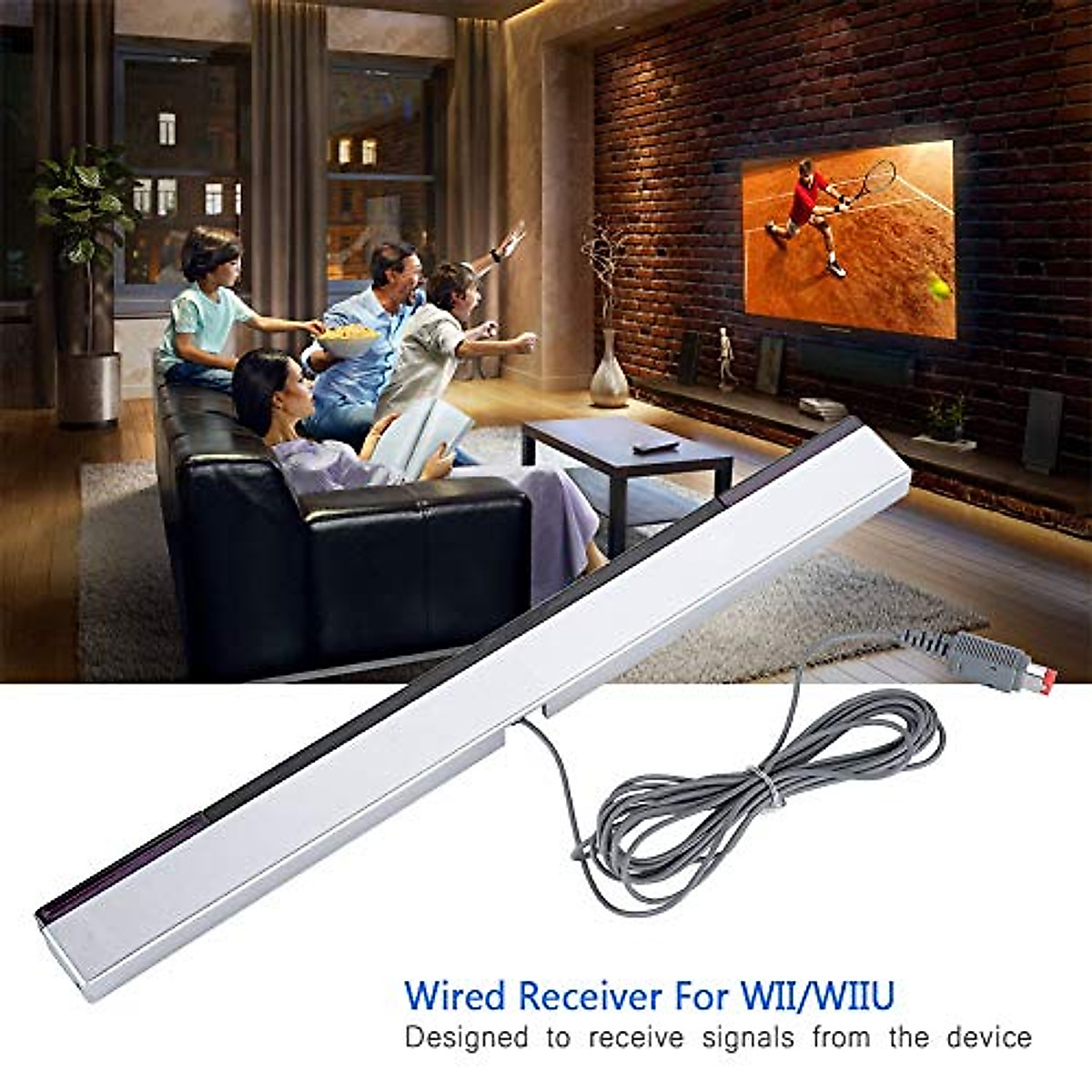 ASHATA Game Console Sensor Bar, Replacement Wired Infrared Signal Ray Sensor Bar Wired Receiver for Game Console, Includes Clear Stand