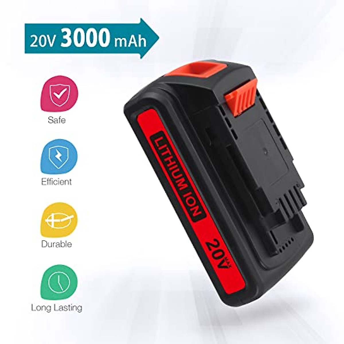 ORHFS 2 Packs 3000mAh 20V LBX20 Battery Replacement for Black and Decker 20V Battery LBXR20 LB20 LBX20 LBX4020, Compatible with Black & Decker 20v Cordless Power Tools
