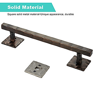 Eumtenr 12" Barn Door Handles for Sliding Door, Heavy Duty Large Rustic Design Barn Door Pull, for DIY Sliding Barn Door, Gate, Shed, Garage | Square Solid Metal Material, Oil Rubbed Bronze