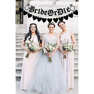 BRIDE OR DIE Banner,Black letters Bachelorette Party Decor Banner,Old English Gothic BRIDE OR DIE banner,Goth Bachelorette Party,Funny Wedding Engagement/Brial Shower Party Decorations
