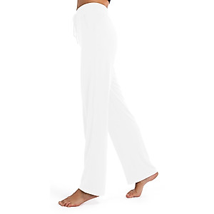 Urban CoCo Women's Straight Leg Long Pants Elastic High Waist Drawstring Casual Trousers with Pockets (White, 2XL)
