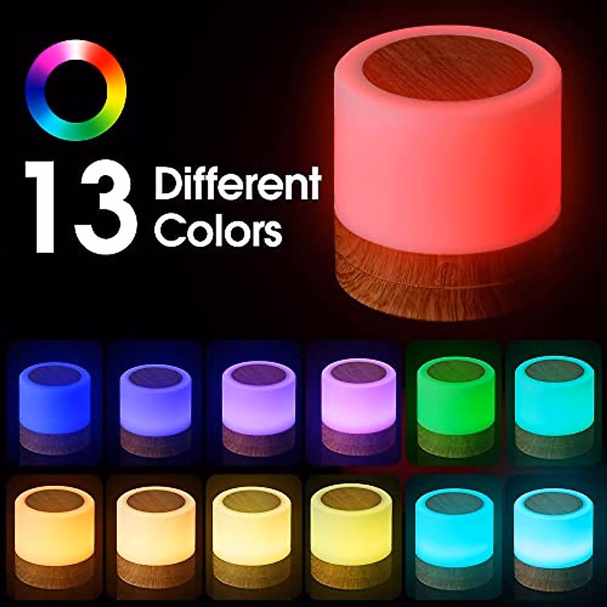 AMEXI Night Light Nightstand Lamp LED Bedside Lamp Touch Control Table Lamp Portable Dimmable Table Bedside Lamps Touch Lamp for Bedrooms/Living Room/Office