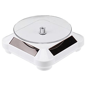 Housoutil Mobile Holder Solar Rotating Display Stand, 10cm/ Load 500g Rotating Turntable Stand for Jewelry Watch Mini Model- White Bracelets Holder