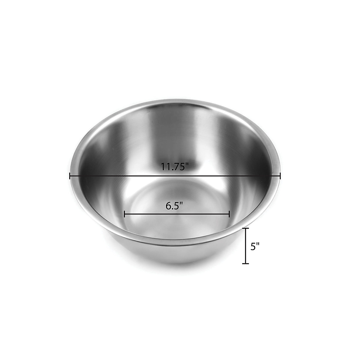 Fox Run Large Stainless Steel Mixing Bowl, 6.25-Quart, 11.75 x 5.5 inches, Metallic