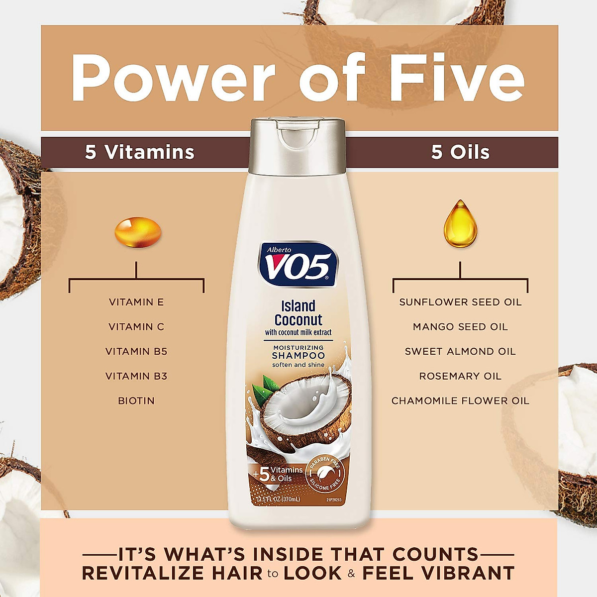VO5 Moisturizing Shampoo - 12.5 Fl Oz - Island Coconut Leaves Hair Looking Vibrant and Beautiful, White