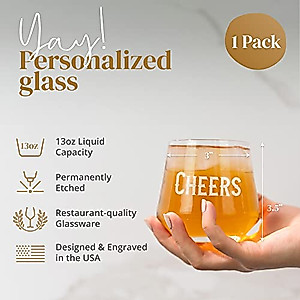 Personalized Whiskey Glass Engraved with Your Custom Text -12oz Customized Glass for Old Fashioned, Cocktails or Bourbon (13oz Whisky Rock)