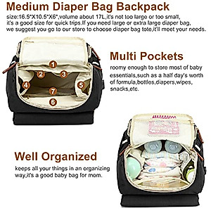 Terzini Bear Small Diaper Bag Backpack, Diaper Bags for Baby with USB Charging Port,Changing mat,Stroller Hooks (BLACK2)