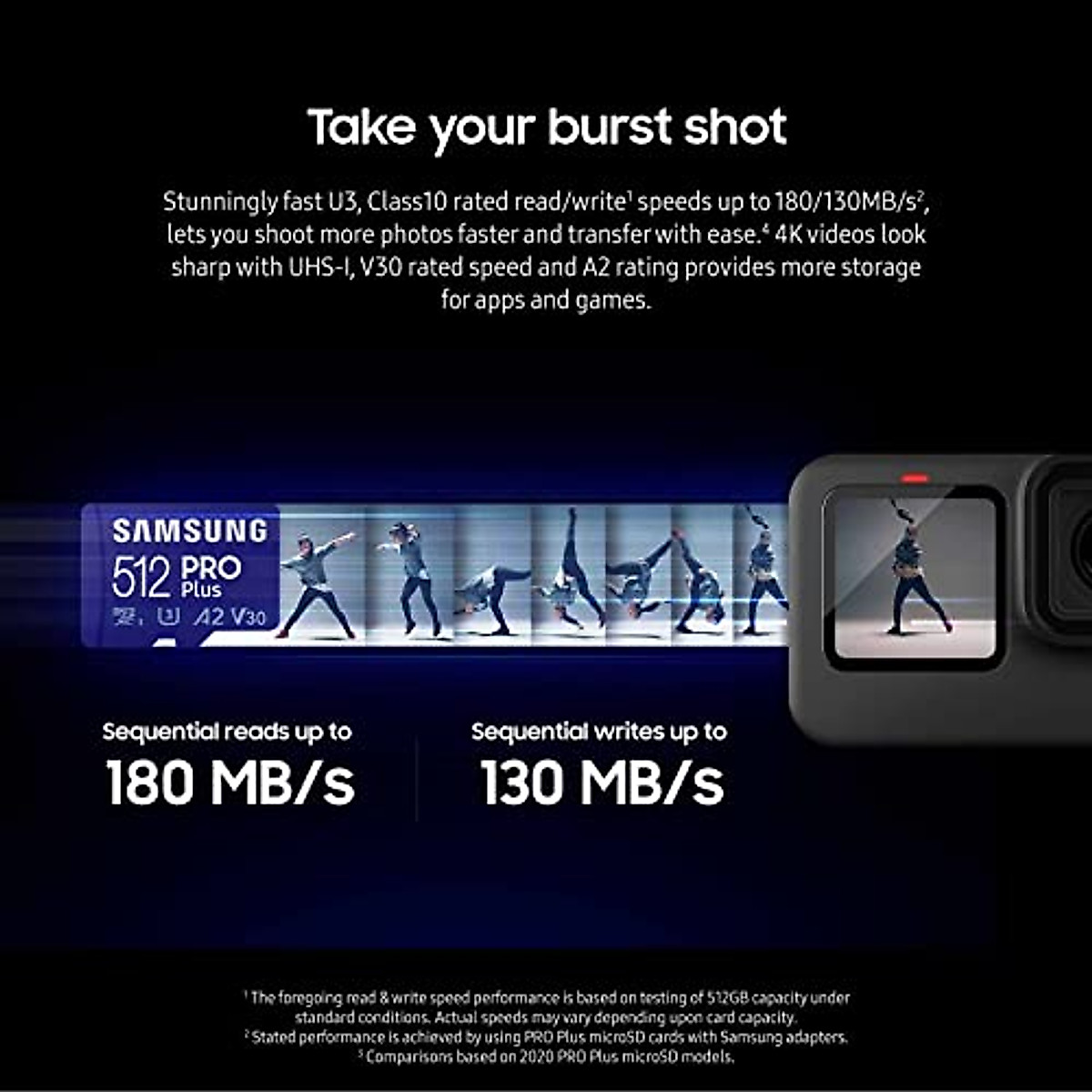 SAMSUNG PRO Plus microSD Memory Card + Adapter, 512GB MicroSDXC, Up to 180 MB/s, Full HD & 4K UHD, UHS-I, C10, U3, V30, A2 for Android Phones, Tablets, GoPRO, DJI Drone, MB-MD512SA/AM, 2023