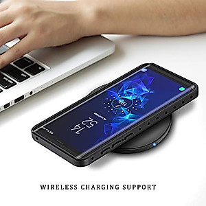 Lanhiem for Galaxy Note 9 Phone Case, IP68 Waterproof Dustproof Shockproof Case with Built-in Screen Protector, Full Body Underwater Protective Clear Cover for Samsung Galaxy Note 9, Black