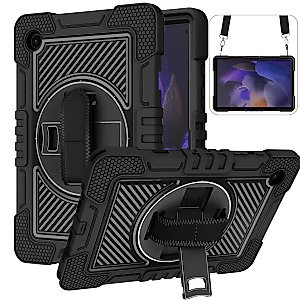 UPIKIT Tablet PC Case Shockproof Durable Protective Cover Durable 360 Degree Rotating Bracket Case Compatible with Samsung Galaxy Tab A8 10.5-Inch 2021 (SM-X200/X205/X207) Tablet Home (Color : Black)