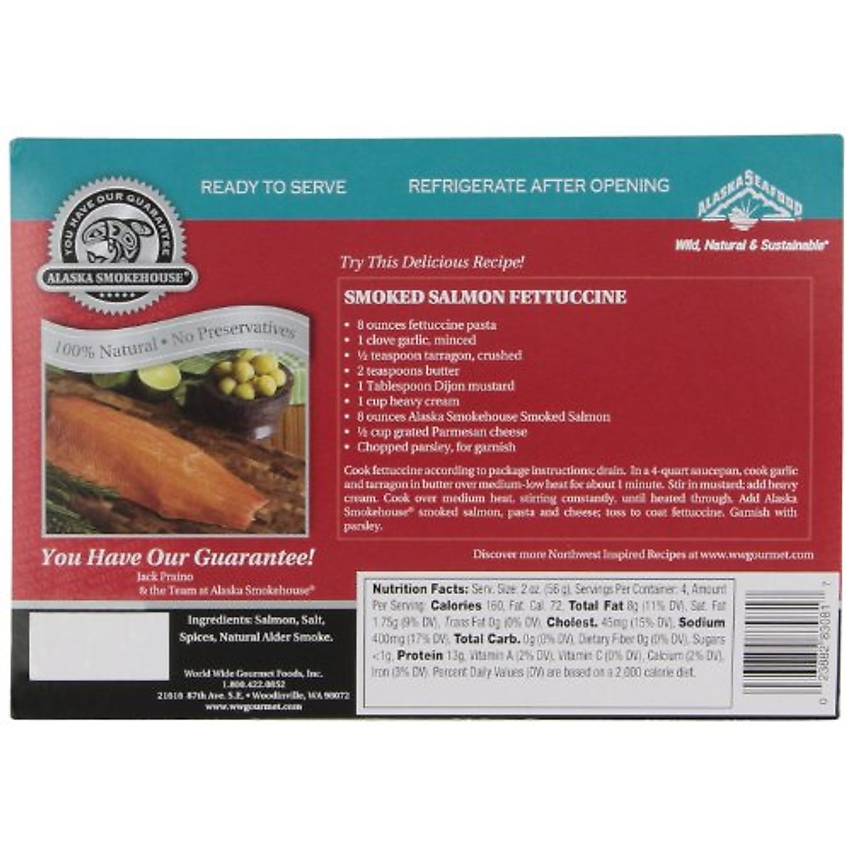 Alaska Smokehouse Smoked Sockeye Fillet in Gift Box, 8-Ounce Each (Pack of 2)