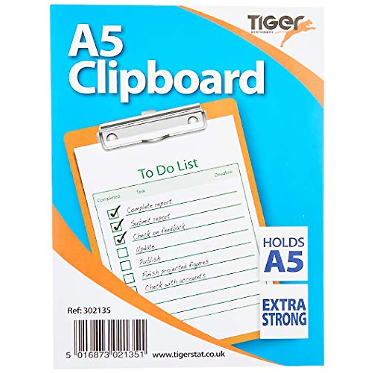 Tiger Stationery 302135 A5 Masonite Clipboard (Pack of 12)