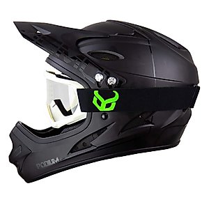 Demon United Podium Black/Black Full Face Mountain Bike Helmet- BMX Helmet- with Demon Viper MTB Goggles- 3 Goggle Color Options Available (White Goggle Frame, XLarge)