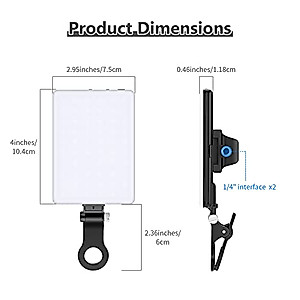 NEEWER LED Selfie Light with Front & Back Phone Clip, High Power 60 LED 2000mAh Rechargeable CRI 95+, 3 Light Modes, Portable Clip on Light for Phone/Tablet/Laptop, Zoom Call TikTok Video Fill Light