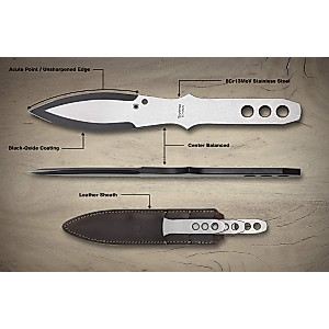 Spyderco SpyderThrowers - Large - Set of Three 8Cr13MoV Stainless Steel Knives and Leather Sheath - TK01LG